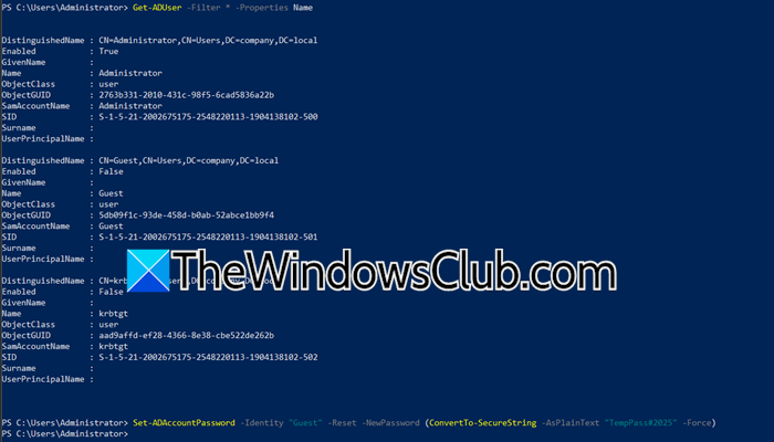 Unable to reset user password in Active Directory