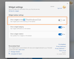Remove or Disable opening of Widgets board in Windows 11