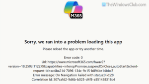 Sorry, we ran into a problem loading this app Copilot error