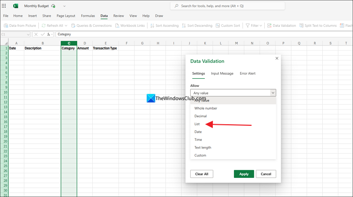 How to create an automated Budget in Excel