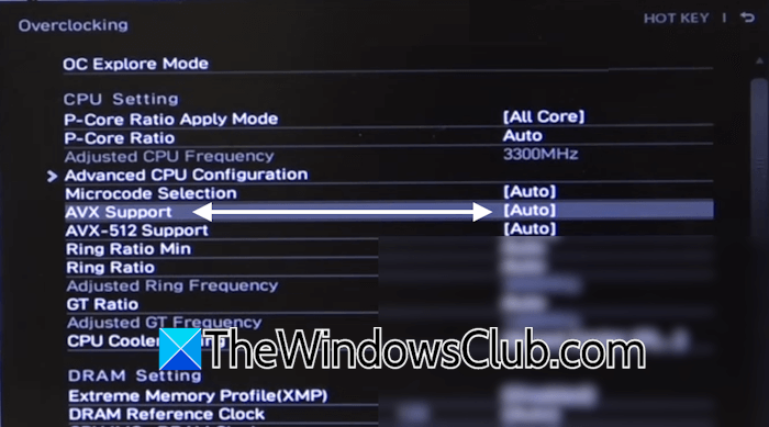How to enable AVX in BIOS in Windows 11