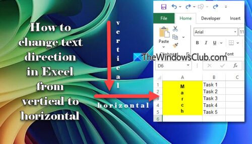 How to change Text Direction in Excel from Vertical to Horizontal