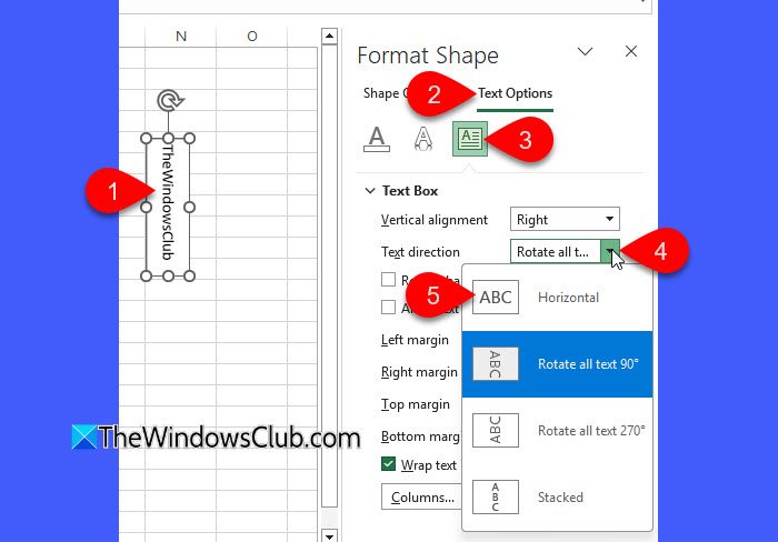 How to change Text Direction in Excel from Vertical to Horizontal
