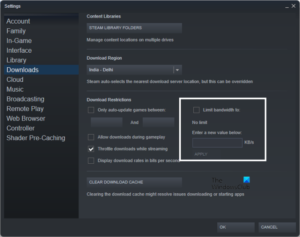 Steam download stuck, not showing progress or keeps restarting