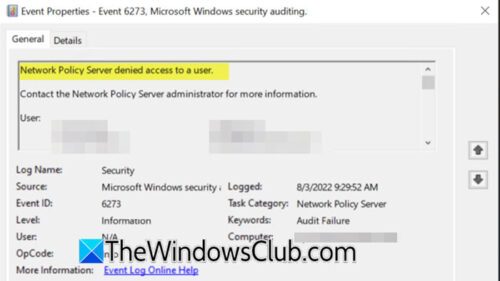 Network Policy Server denied access to a user Event ID 6273