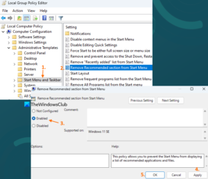 Remove Recommended section from Start menu in Windows 11