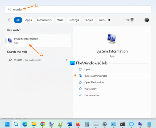 How to open and view System Information panel in Windows 11