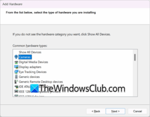Accidentally deleted camera driver on Windows 11; How to reinstall?