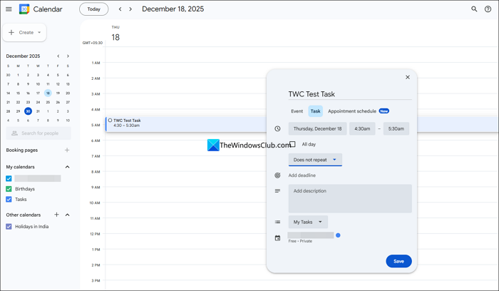 How to schedule Tasks on Google Calendar