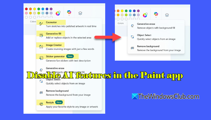 How to disable AI features in the Paint app in Windows 11
