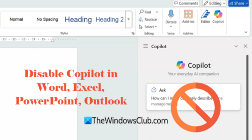 How to disable Copilot in Word, Excel, PowerPoint, Outlook
