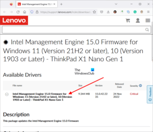 How to update Intel Management Engine firmware?