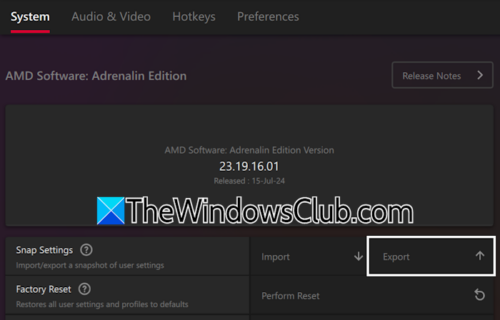 Check for Updates button missing in AMD Adrenalin