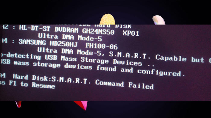 Hard disk SMART Command Failed, Press F1 to Resume