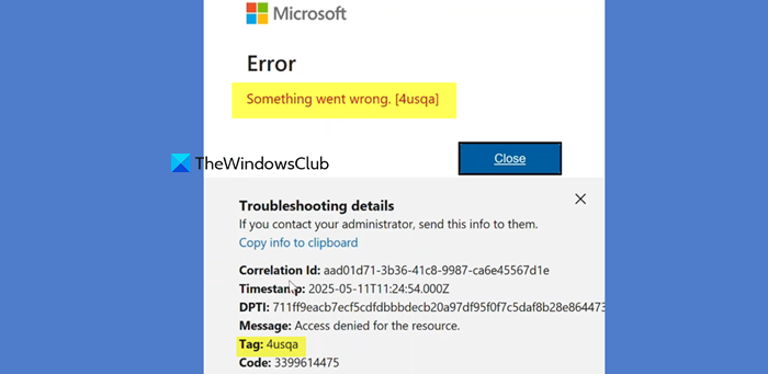 Microsoft 365 Login Error TAG: 4usqa