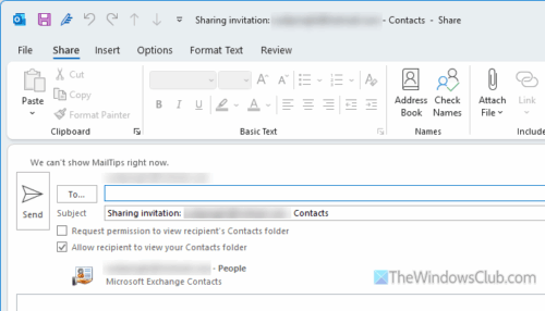 Outlook Share Contacts not working or missing [Fix]