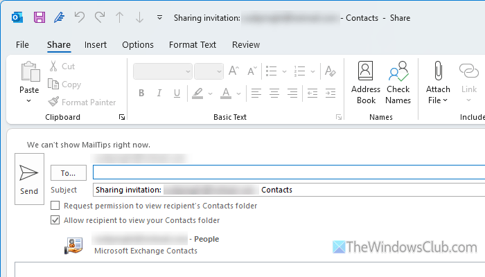 Outlook Share Contacts not working or missing [Fix]