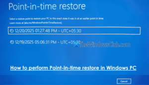 How to perform Point-in-time restore in Windows 11