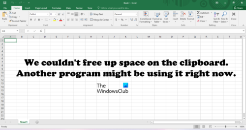 We couldn't free up space on the clipboard Excel error