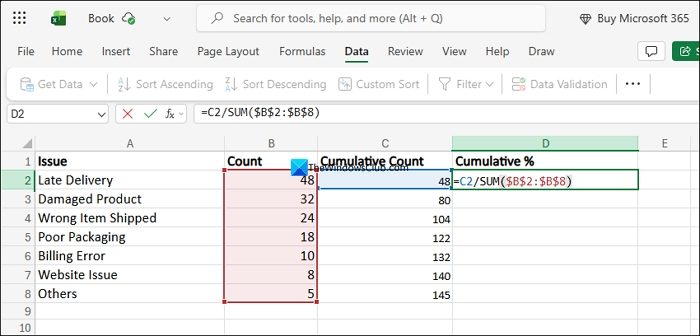 How to create Pareto chart in Excel