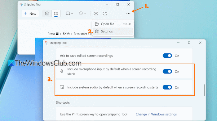 Include Microphone and Audio when recording in Snipping Tool
