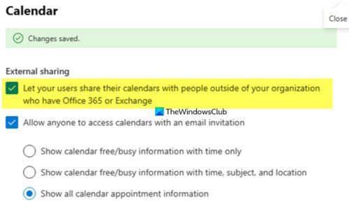 You don't have permission to share your calendar in Microsoft 365