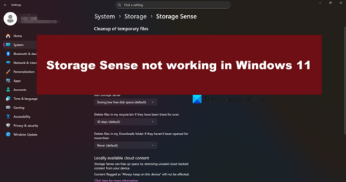 Storage Sense not working on Windows 11