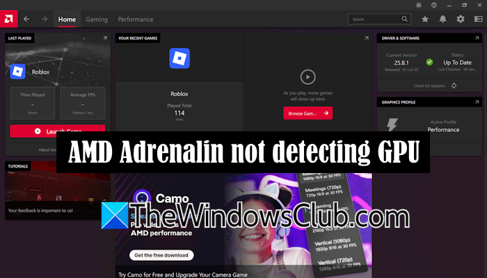 AMD Adrenalin not detecting GPU [Fix]