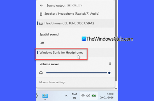 Enable or disable Spatial Sound in Windows 11