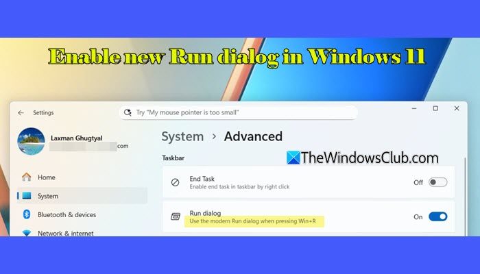 Enable new Run dialog in Windows 11