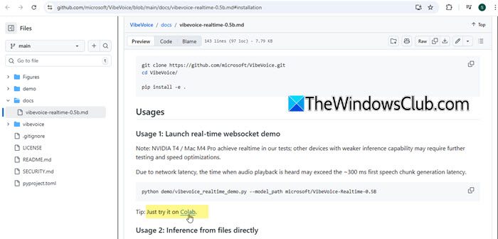 How to use VibeVoice Text to Speech AI from Microsoft