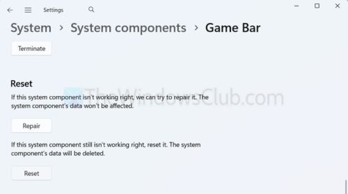 How to reset Game Bar settings on Windows PC