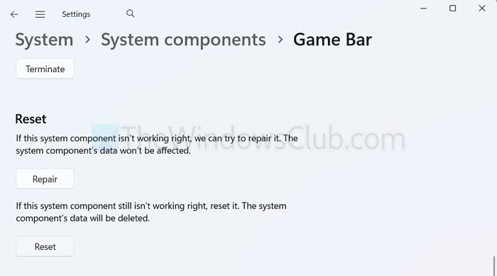 How to reset Game Bar settings on Windows PC