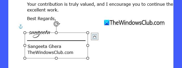 How to add Signature Line in Word without X