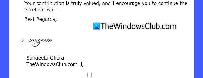 How to add Signature Line in Word without X