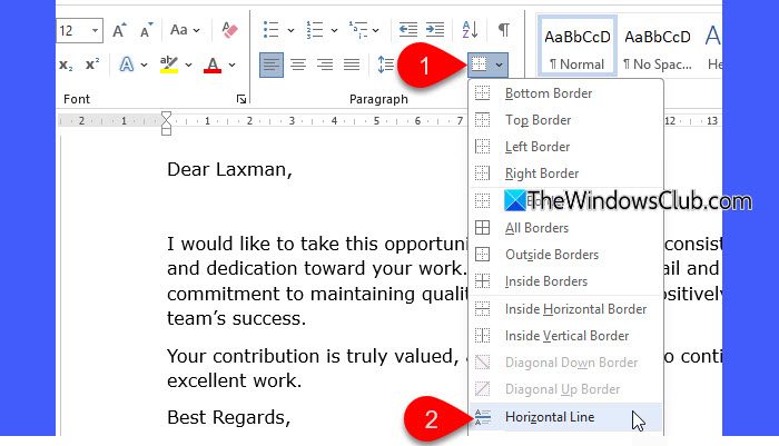 How to add Signature Line in Word without X