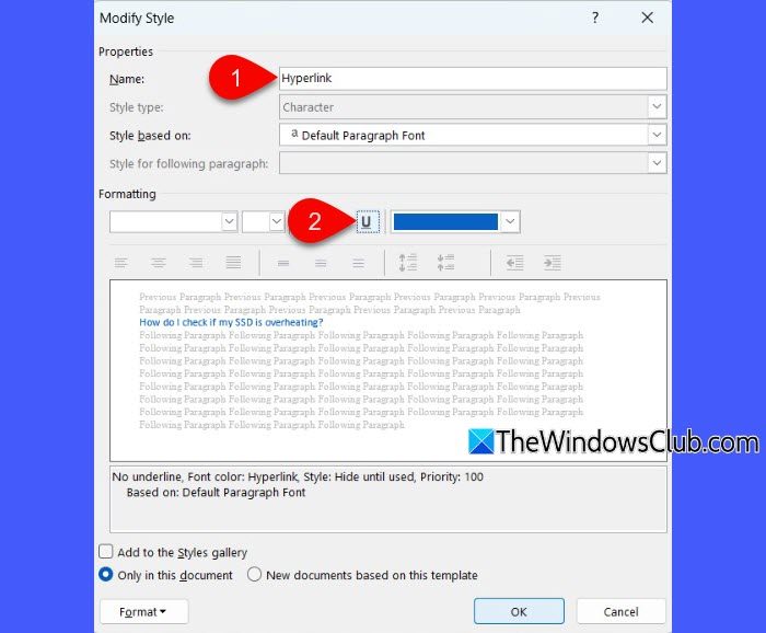 How to remove Underline from Link in Outlook