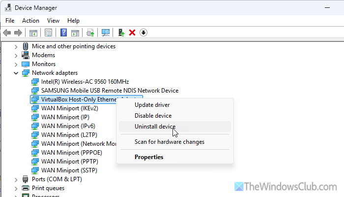 Network adapter not working after importing virtual machine