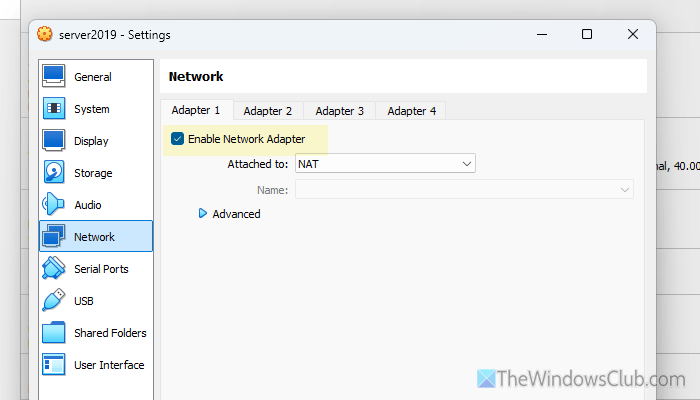 Network adapter not working after importing virtual machine