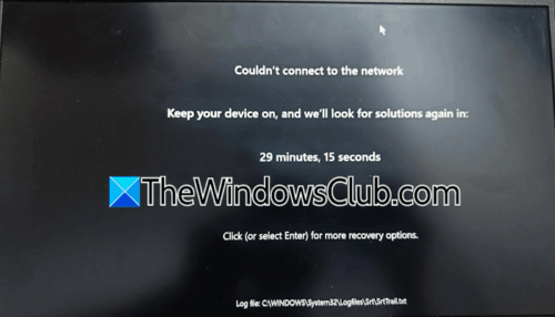 Couldn’t connect to the network, Keep your device on, and we'll look ...