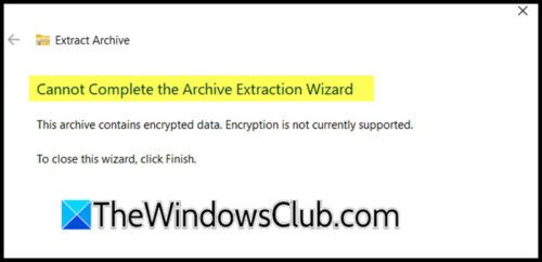Cannot Complete the Archive Extraction on Windows 11