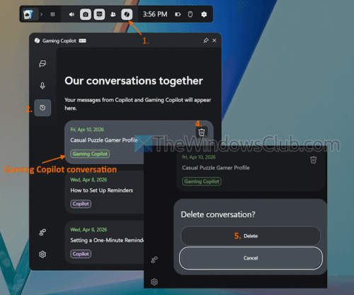 View, Export, Delete Gaming Copilot conversations in Windows 11