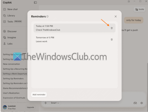 How to create and manage Reminders in Copilot on Windows 11