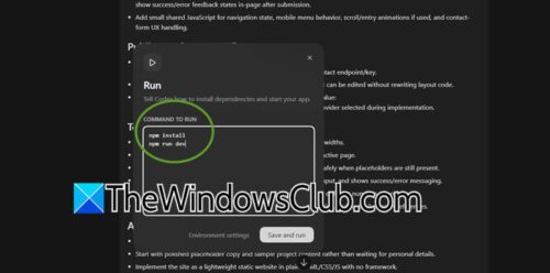 How to use Codex to build a Website