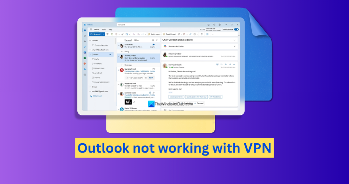 Outlook not working with VPN on Windows PC