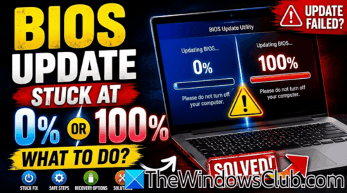 BIOS update stuck at 0 or 100 on Windows computer [Fix]