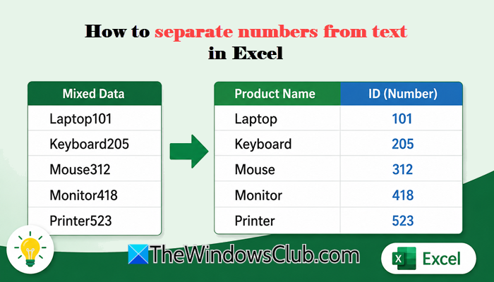 How to separate Numbers from Text in Excel