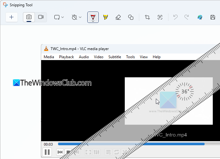 How to rotate Ruler in Snipping Tool of Windows 11