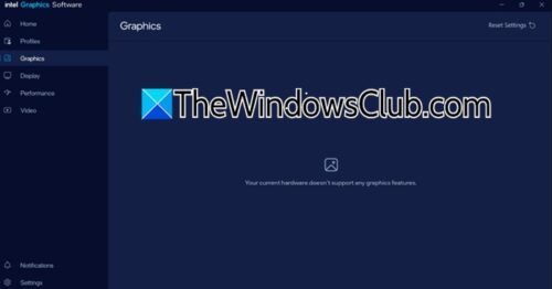 Intel Your current hardware doesn't support any graphics features