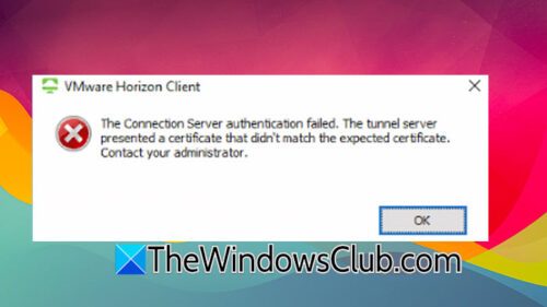 VMware Horizon Client Connection Server authentication failed